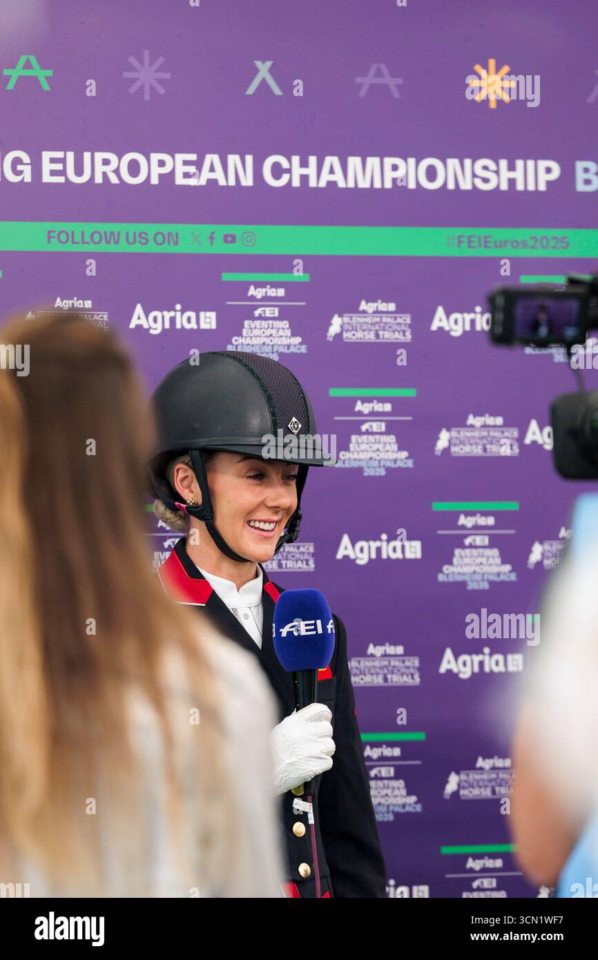 Yasmin Ingham of Great Britain being interviewed after the dressage ...
