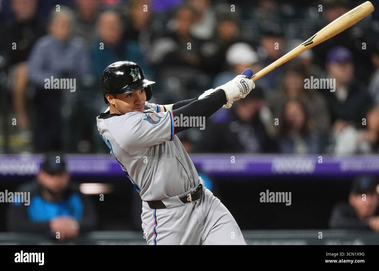 Miami Marlins second baseman Javier Sanoja (46) in the sixth inning of ...