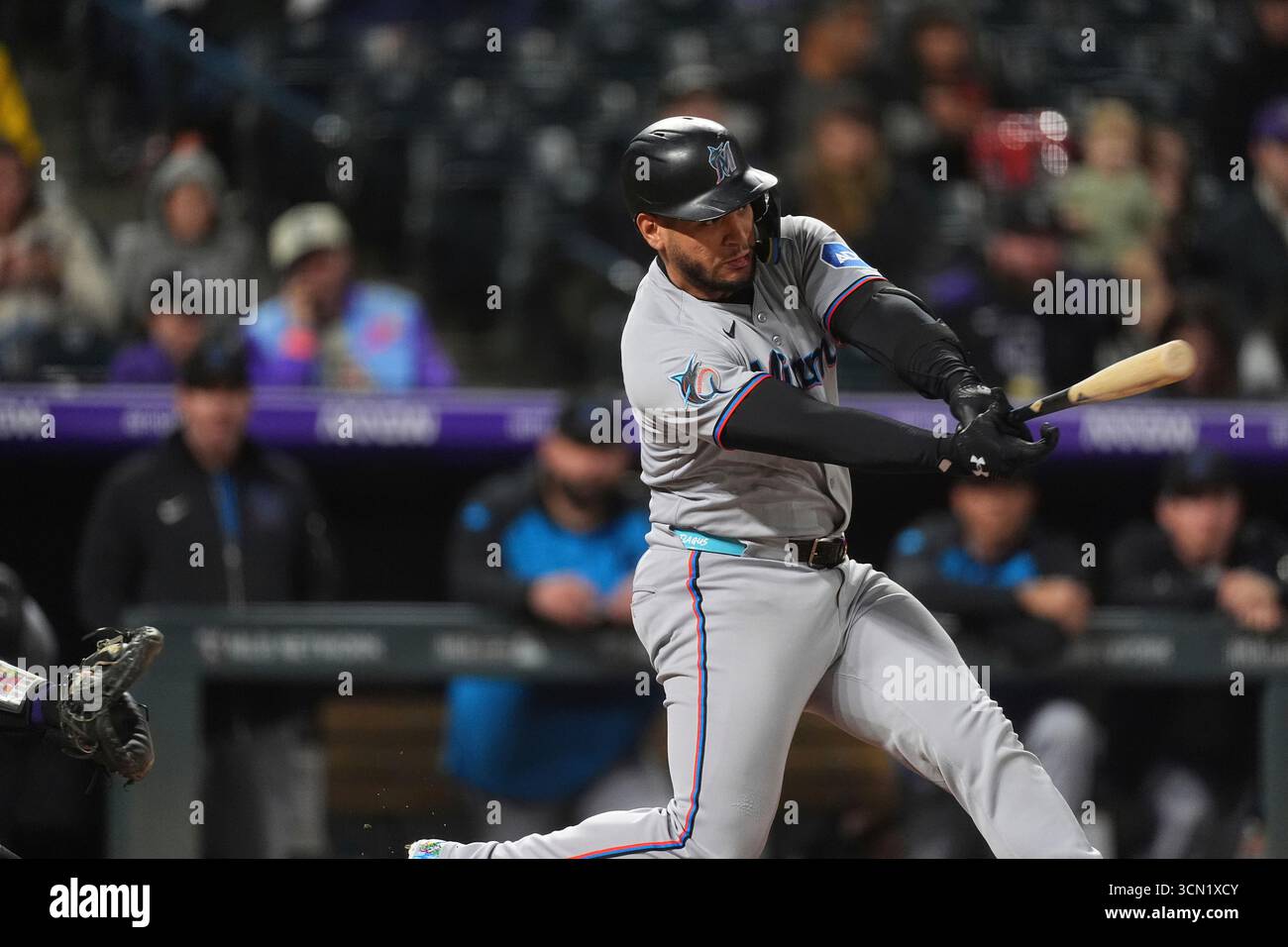 Miami Marlins catcher Agustín Ramírez (50) in the first inning of a ...