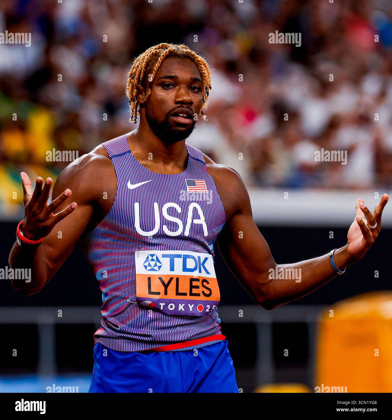 Noah Lyles of United States of America competing in the Women's 200 ...