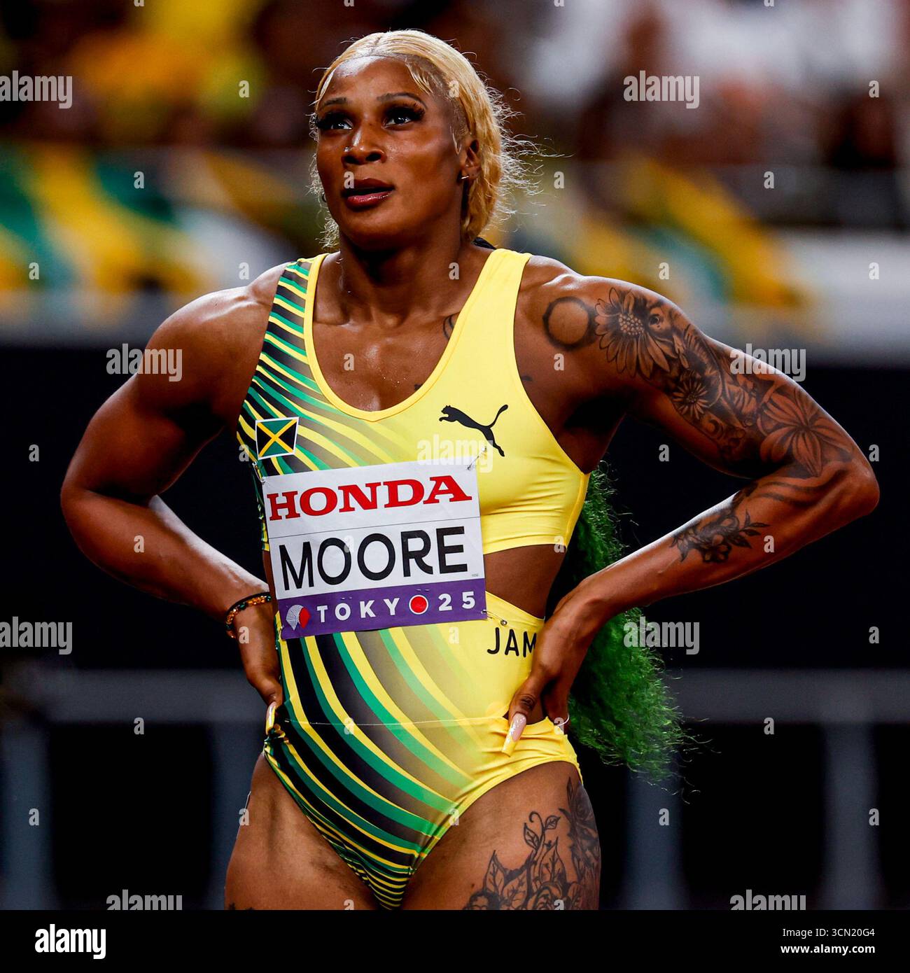 Ashanti Moore of Jamaica competing in the Women's 200 Metres Semi-Final during World Athletics ...