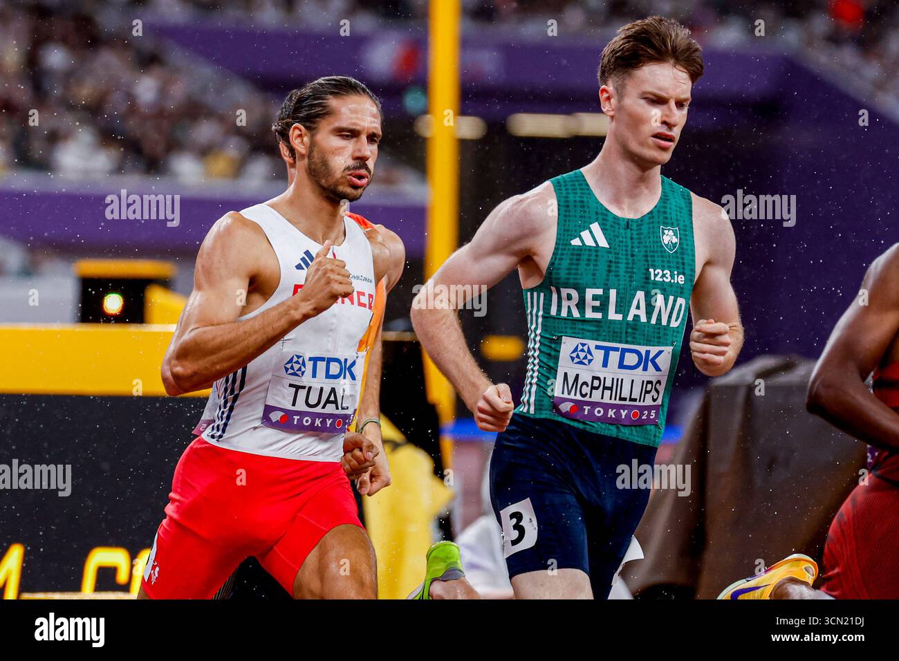 Gabriel Tual of France and Cian Mcphillips of Ireland competing in the ...