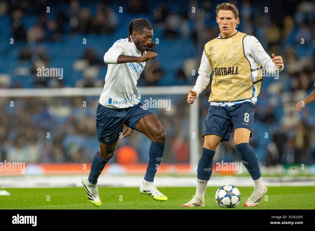 Frank Anguissa (99) of SSC Napoli during the pre-match warm-up during ...