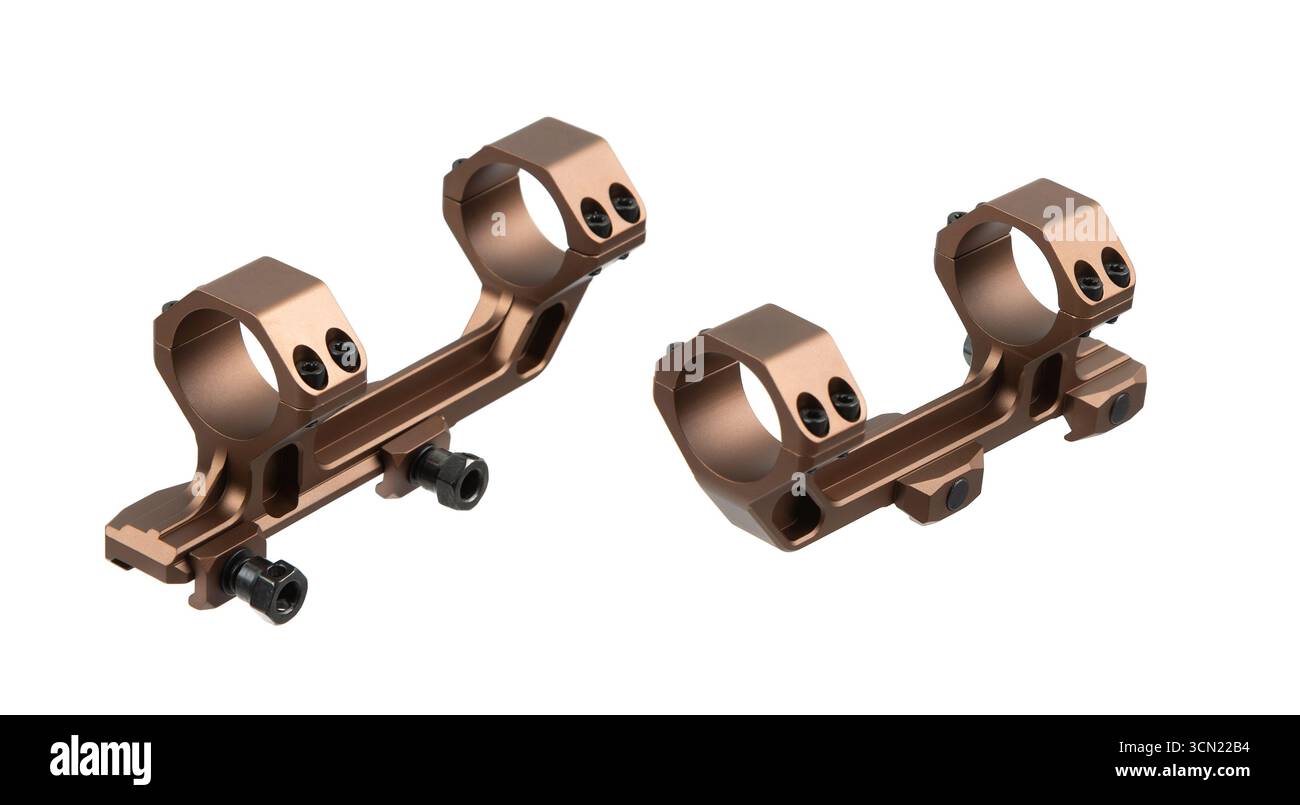 A tan rifle scope mount shown from two different angles Stock Photo - Alamy