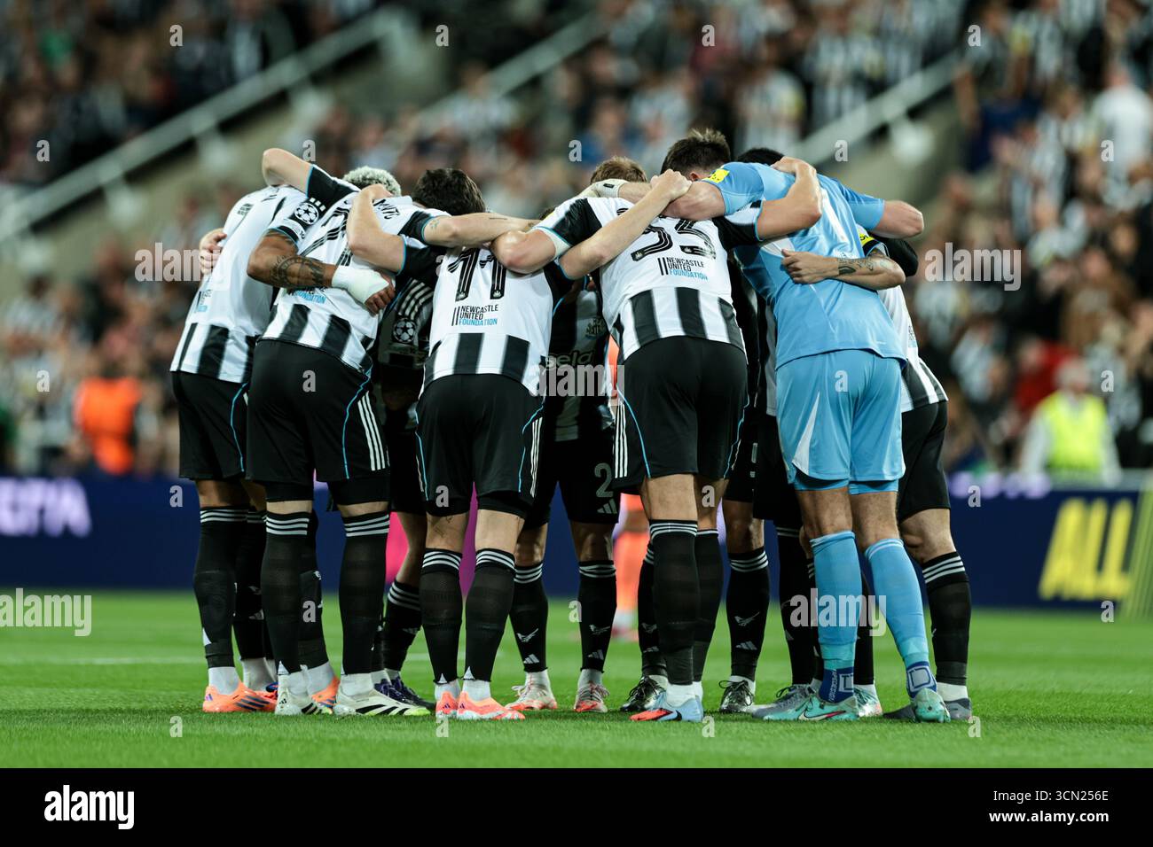 Newcastle United team huddle during the UEFA Champions League 2025/26 ...