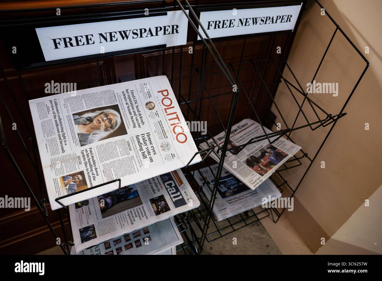 A copy of POLITICO is seen with other newspapers at the U.S. Capitol ...