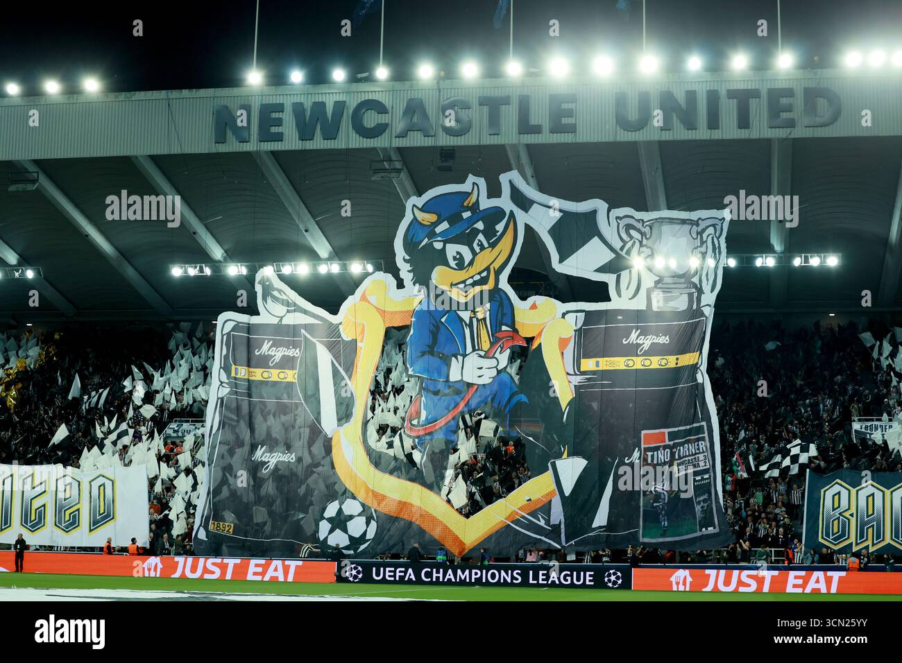 Close view of a tifo before the UEFA Champions League league phase ...
