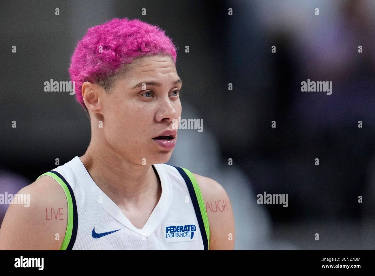 Minnesota Lynx guard Natisha Hiedeman looks over to the bench during ...