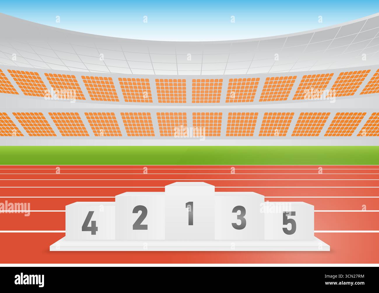 Sport Winner Podium for Five Places on Running Track or Athlete Track ...