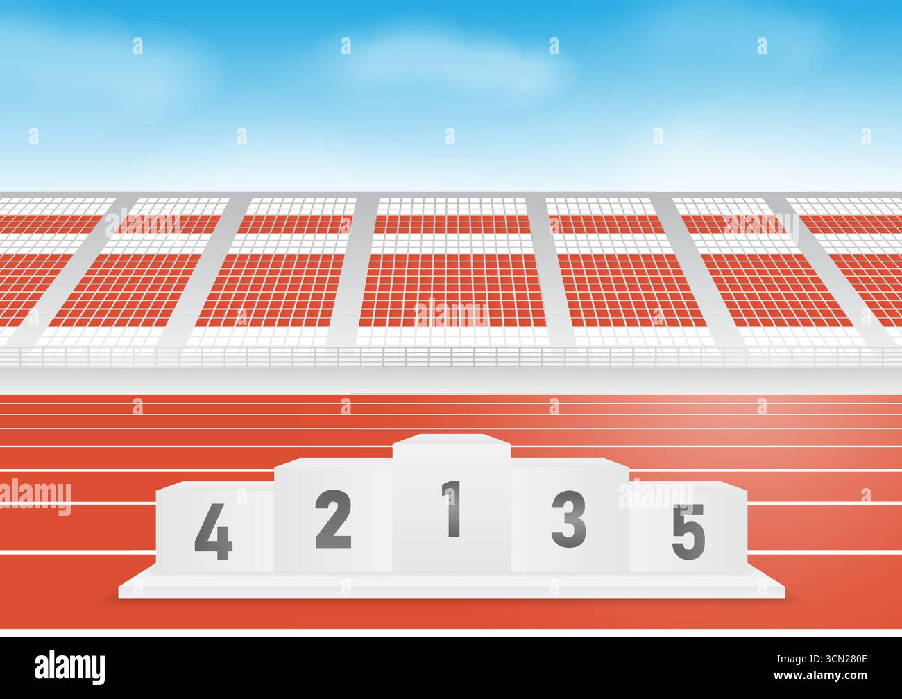 Sport Winner Podium for Five Places on Running Track or Athlete Track ...