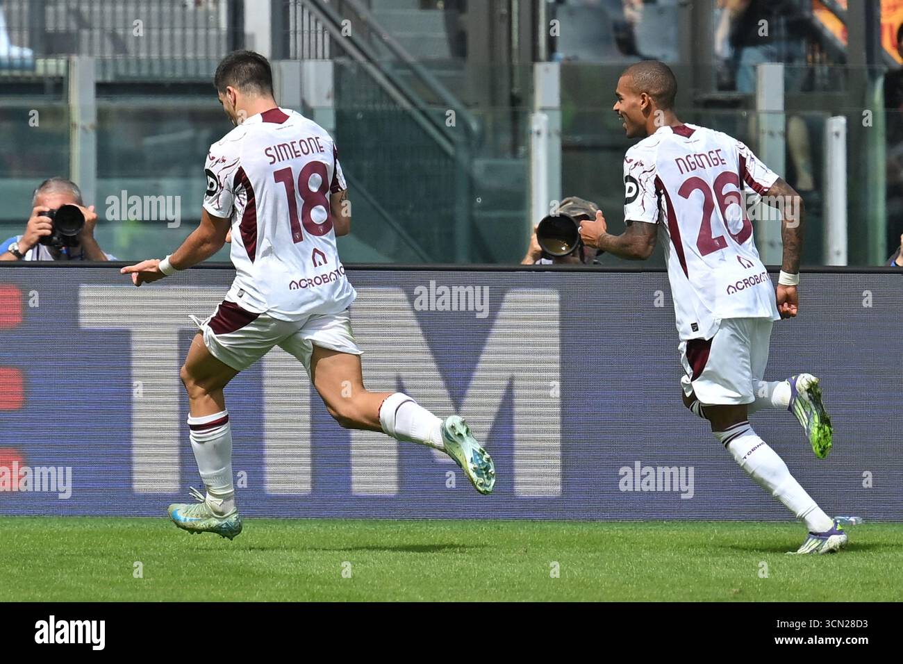 Giovanni Simeone of Torino celebrates scoring his goal during the serie ...