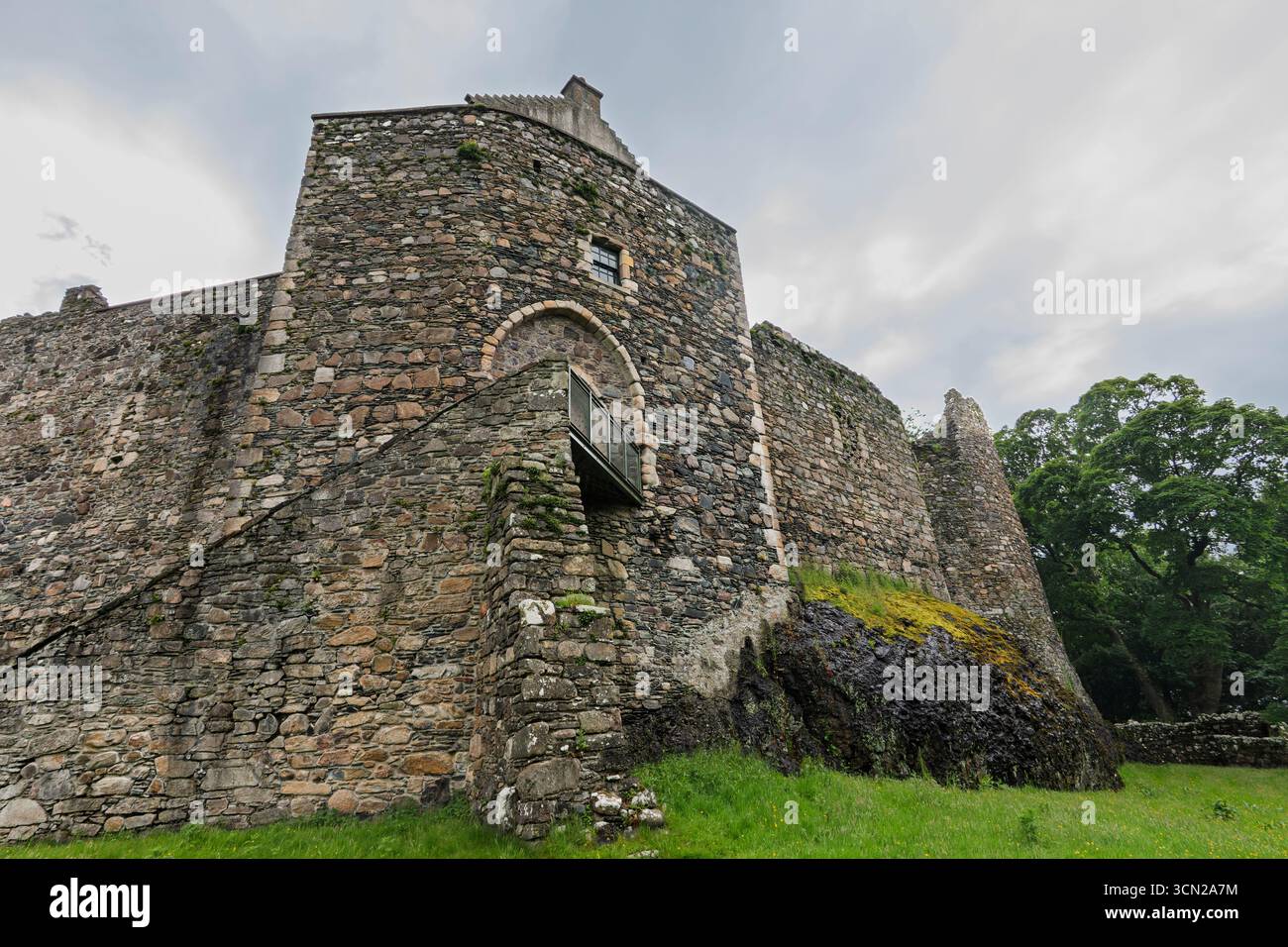 United Kingdom - Oban - Dunstaffnage Castle - angled stair and rounded ...
