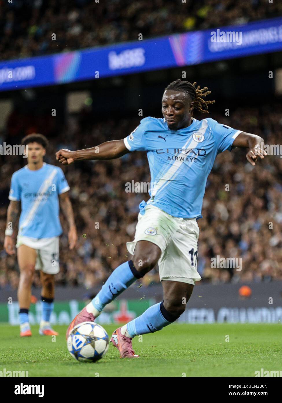 Jeremy Doku (11 Man City) on the ball during the UEFA Champions League ...