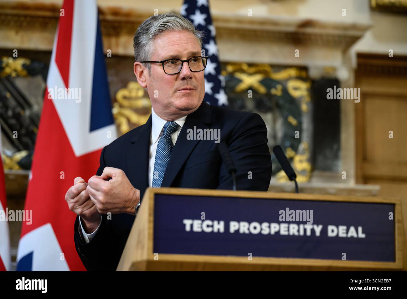 Prime Minister Sir Keir Starmer during a press conference at Chequers ...