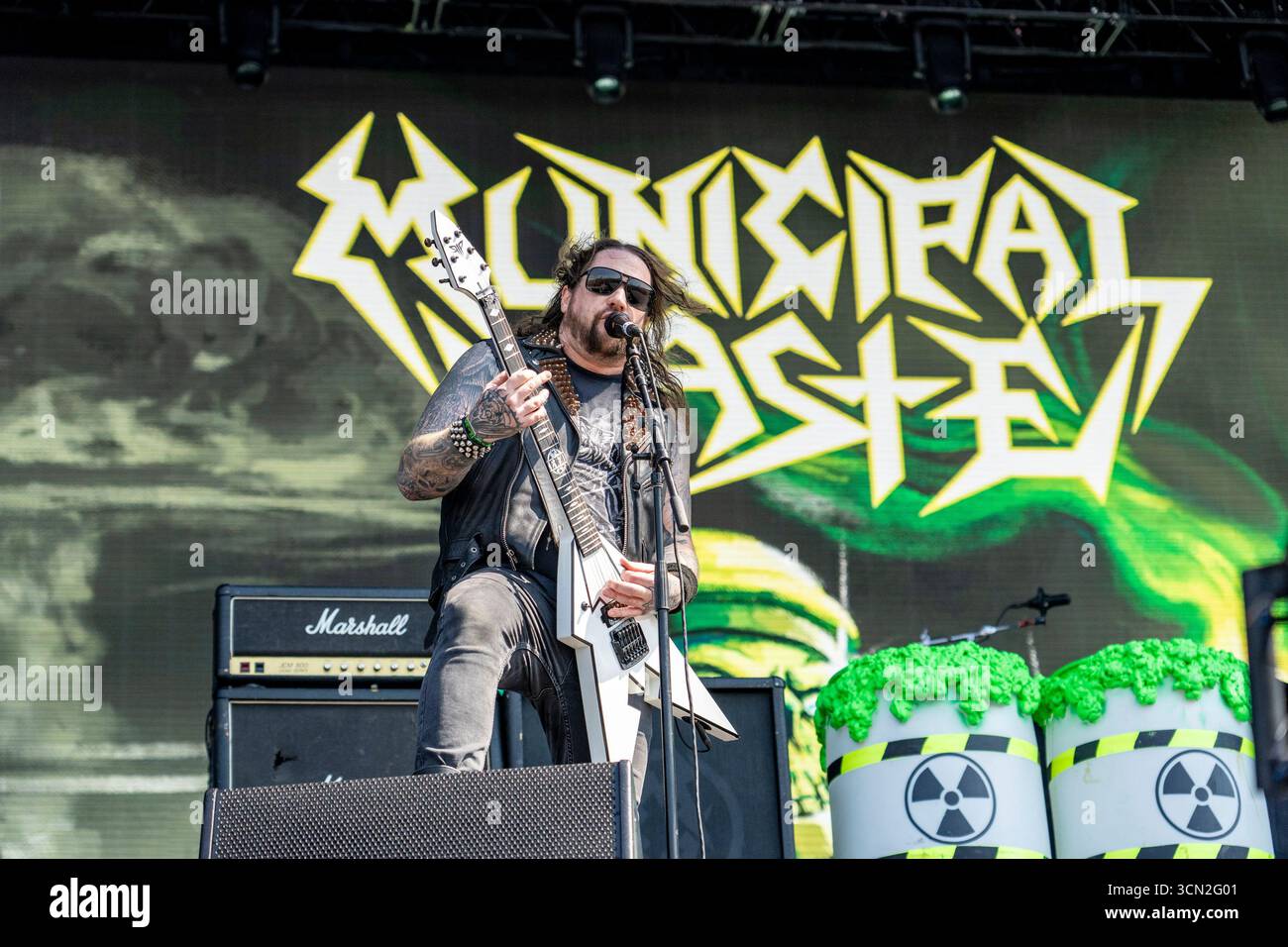 Ryan Waste of Municipal Waste performs during the Louder Than Life ...