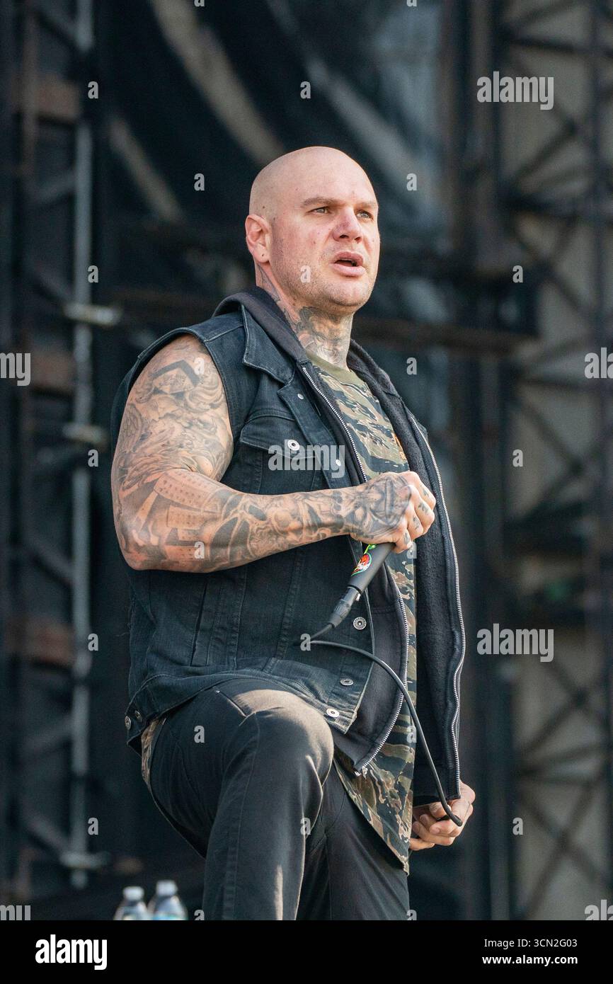 Jonathan "Johnny Plague" Cooke-Hayden of Winds of Plague performs ...