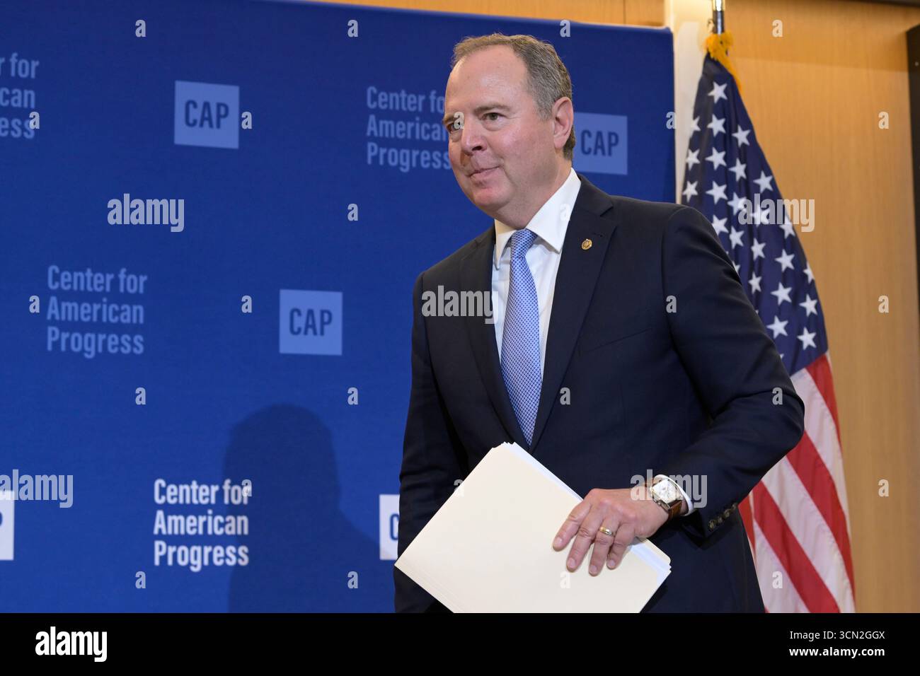 US Senator Adam Schiff speaks about Securing American Democracy during ...