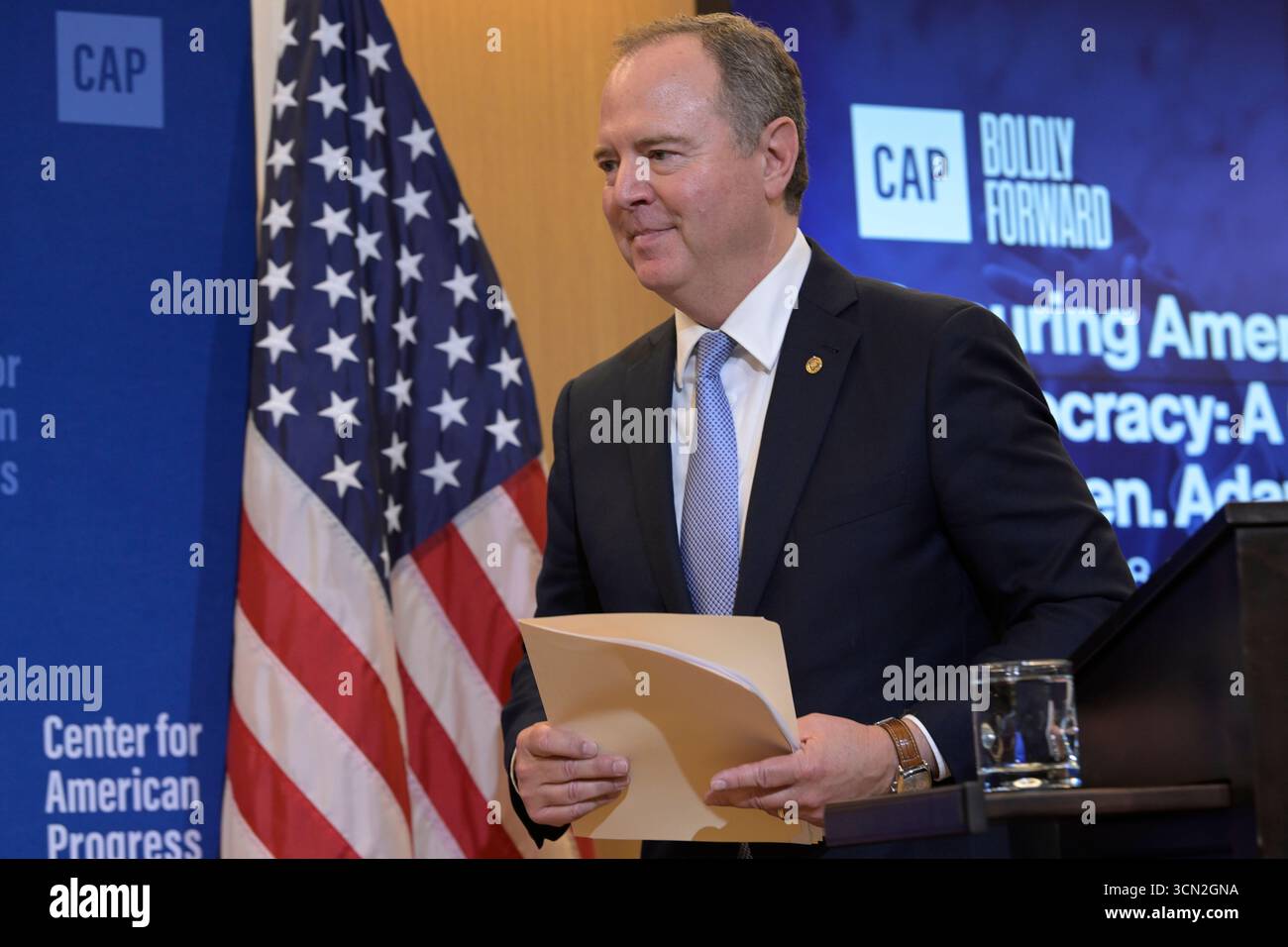 US Senator Adam Schiff speaks about Securing American Democracy during ...