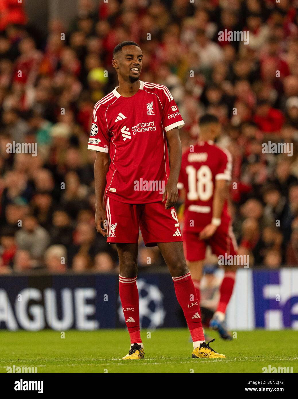 Liverpool's Alexander Isaak is seen during the UEFA Champions League ...