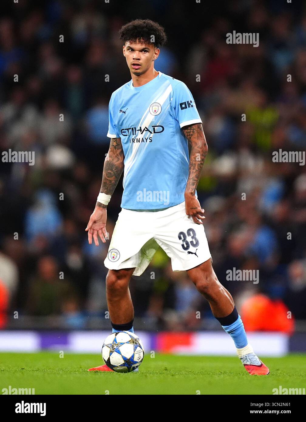 Manchester City's Nico O'Reilly in action during the UEFA Champions ...