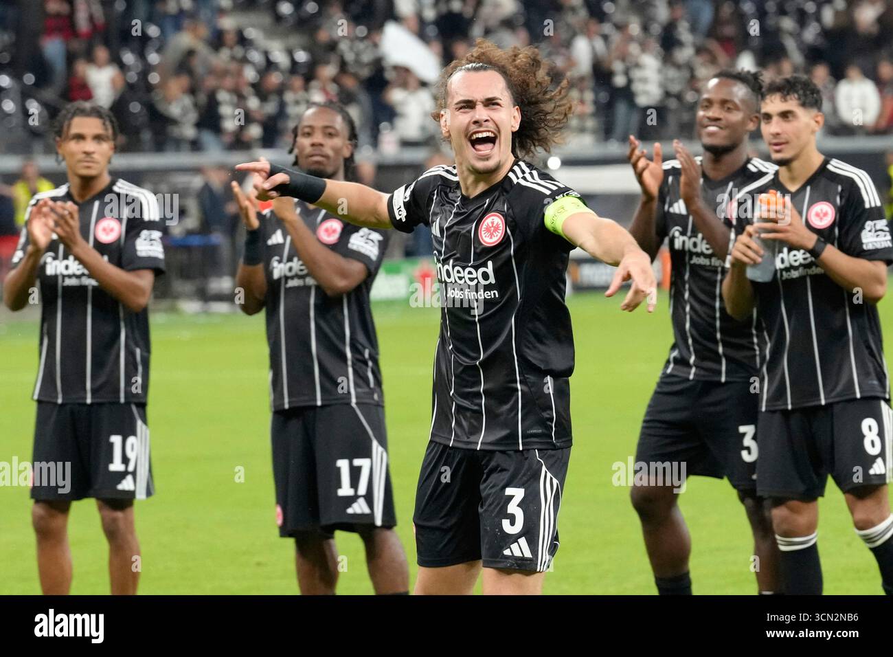 Frankfurt's Arthur Theate celebrates after winning the Champions League ...