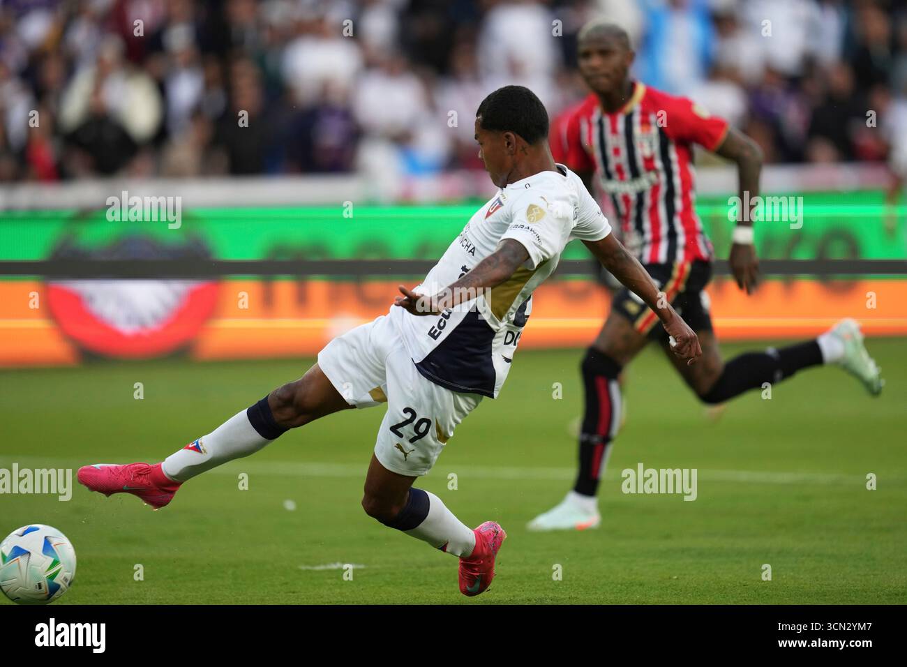 Bryan Ramirez of Ecuador's Liga Deportiva Universitaria scores his side ...