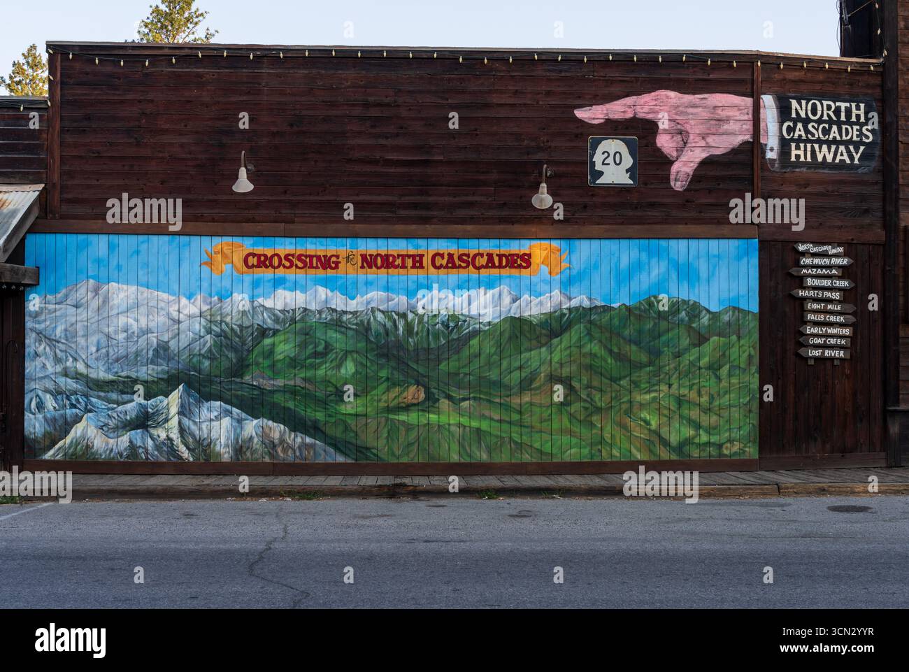 Winthrop, WA - 29 August 2025: Road map mural in the historic western ...
