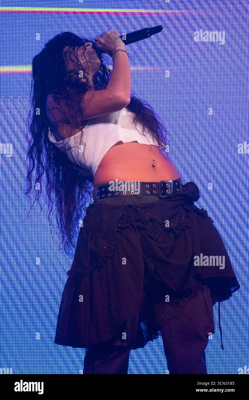 London, UK. 18 Sep 2025. Canadian Singer-songwriter Jessie Reyez performs at The Roundhouse as ...