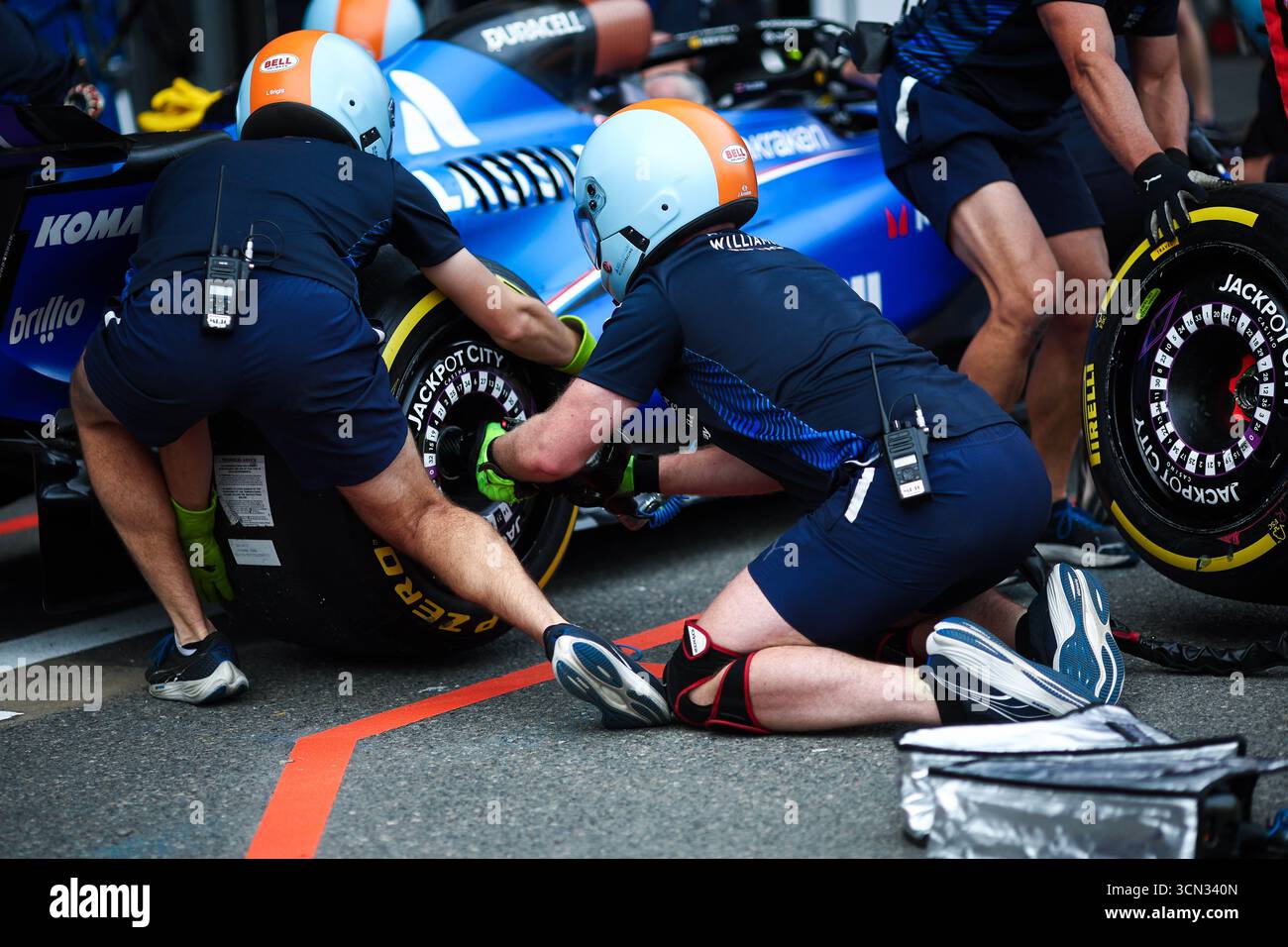 18th September 2025; Baku, Azerbaijan: Williams Racing pit stop practice during the 2025 Formula ...