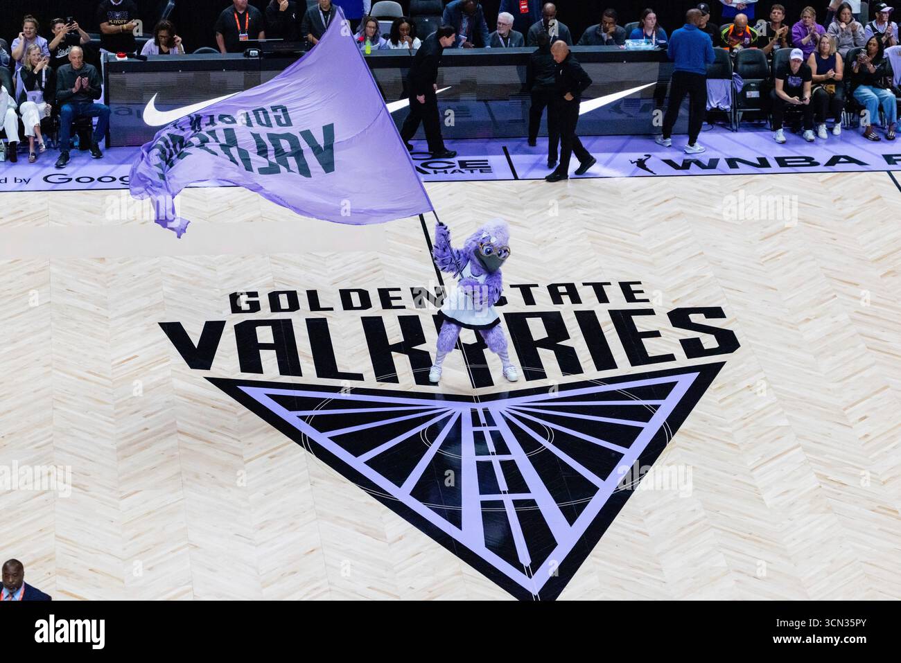 SAN JOSE, CA - SEPTEMBER 17: Golden State Valkyries mascot Violet holds ...