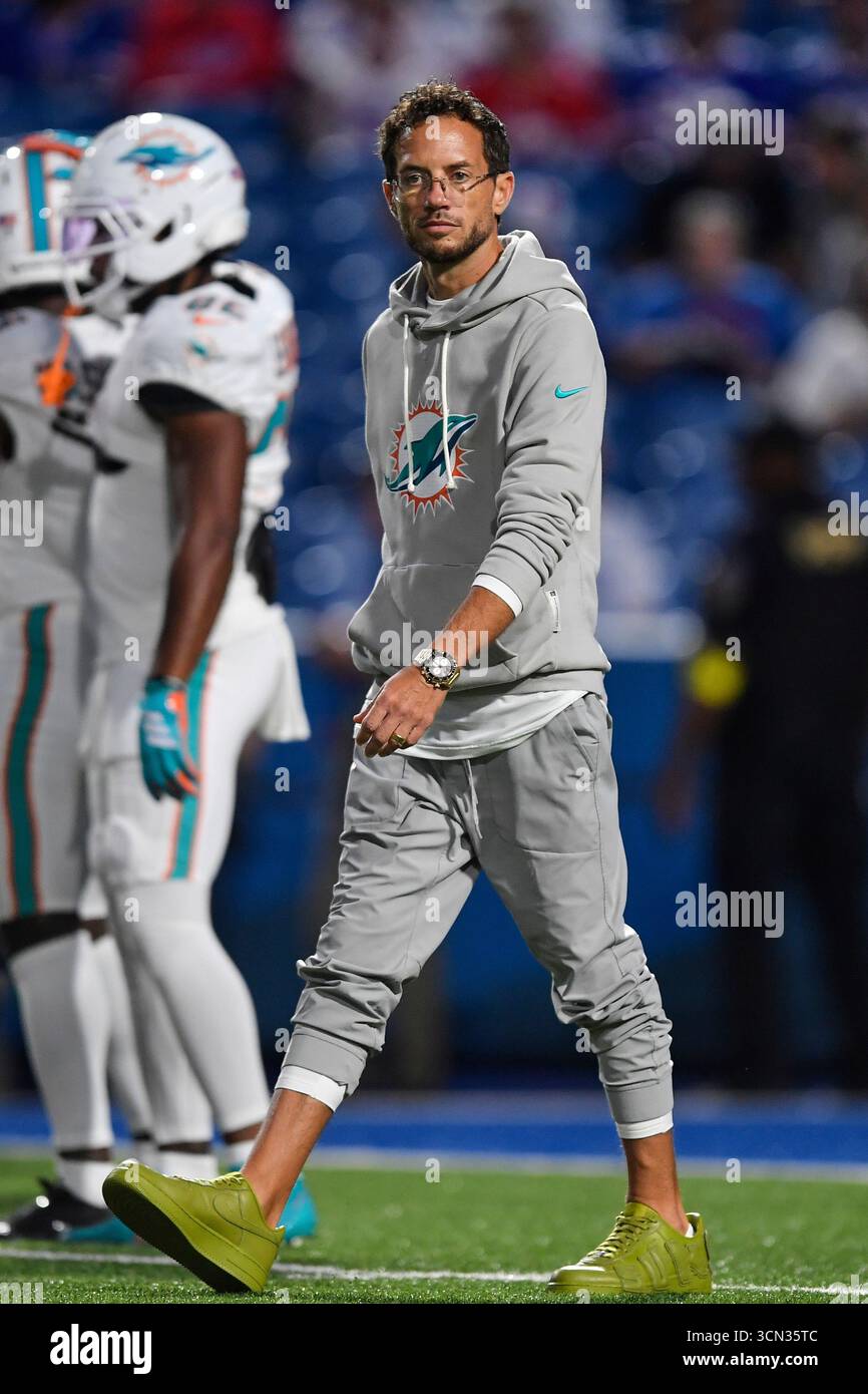 Miami Dolphins head coach Mike McDaniel walks on the field before an ...