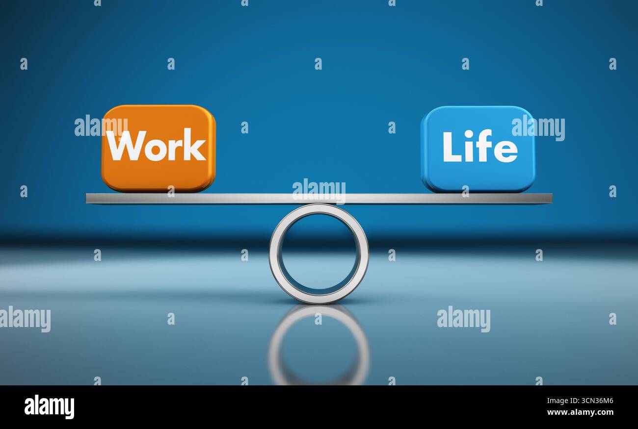 Work life balance. Balancing career and family concept 3d illustration ...