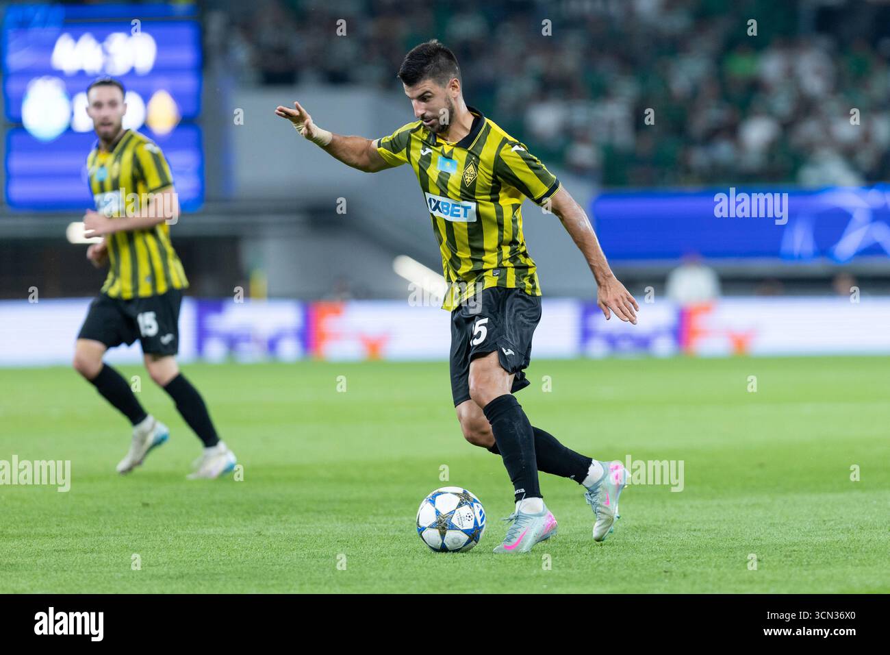 September 18, 2025. Lisbon, Portugal. Kairat midfielder from Belarus ...