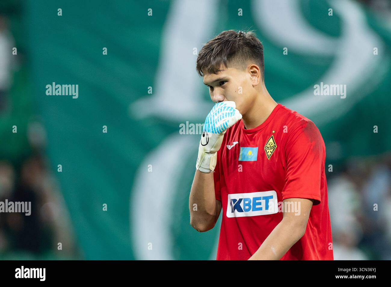 September 18, 2025. Lisbon, Portugal. Kairat goalkeeper from Kazakhstan ...