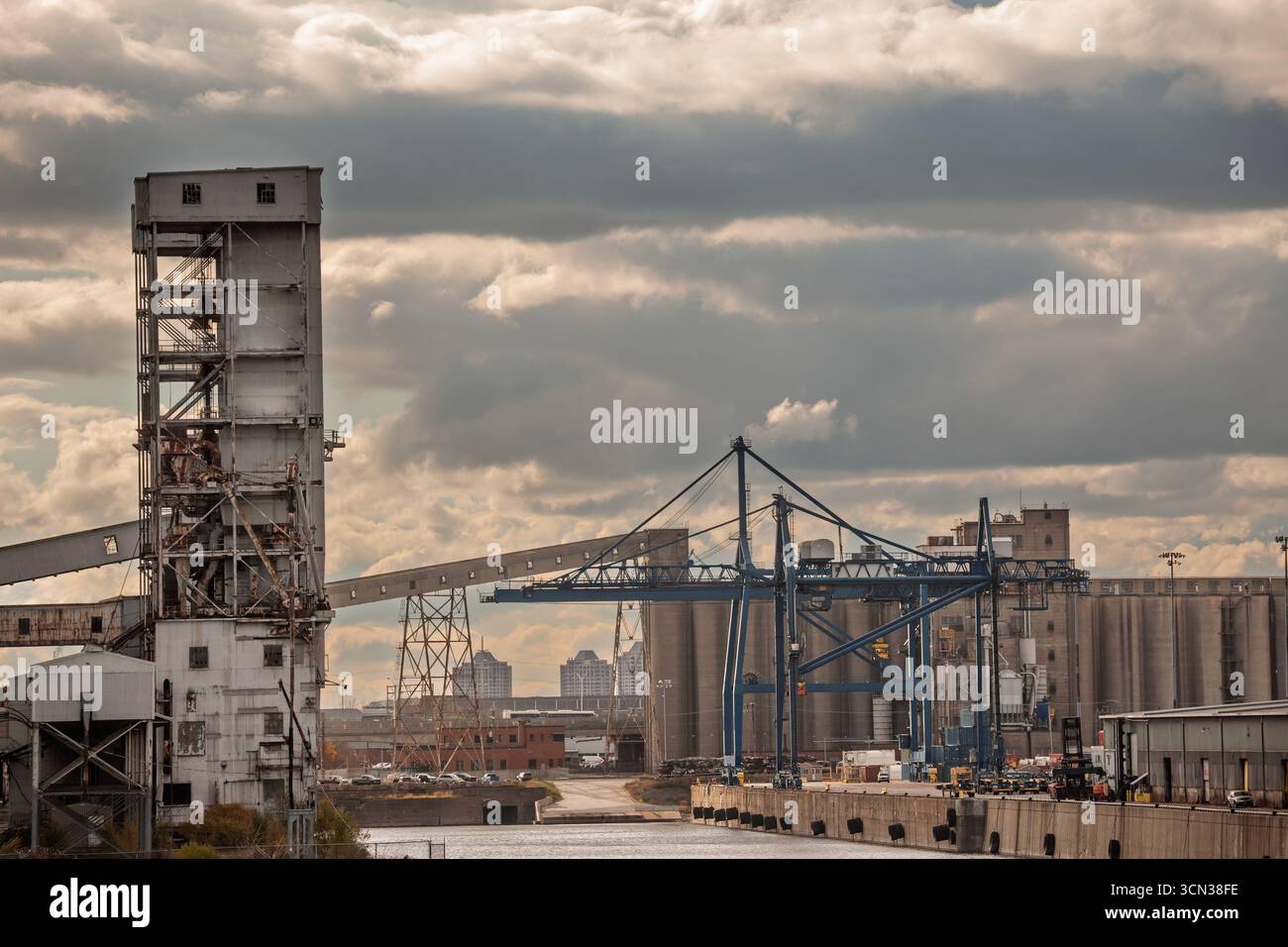 Abandoned flour silos and Silo No 5 at the Port of Montreal with ...