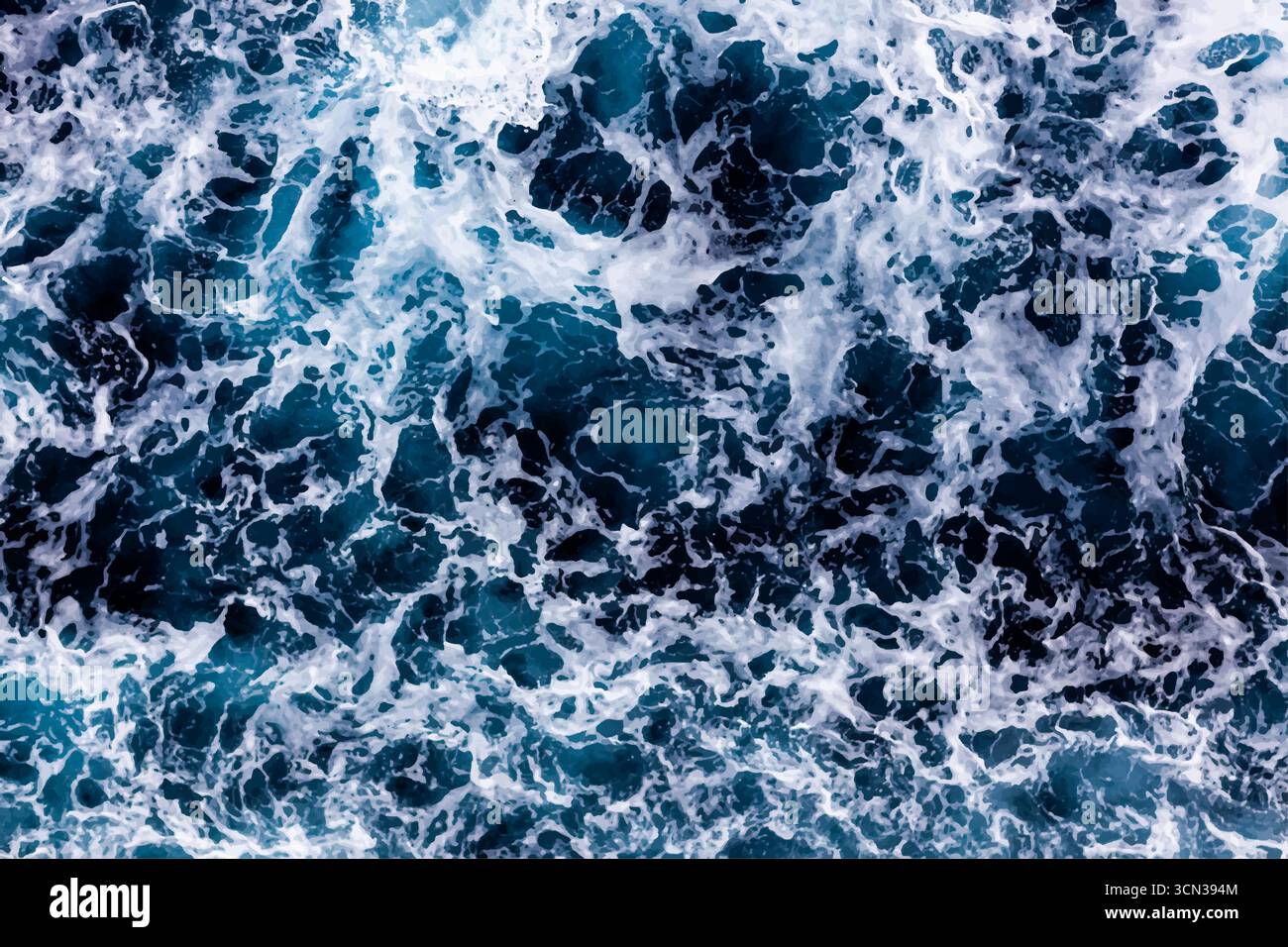 Ocean water surface texture. Aerial view of enchanting water with foam ...