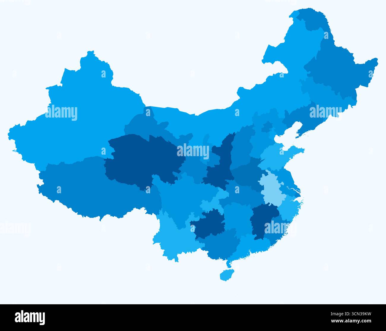 Map of China with regions. Just a simple country border map with region ...