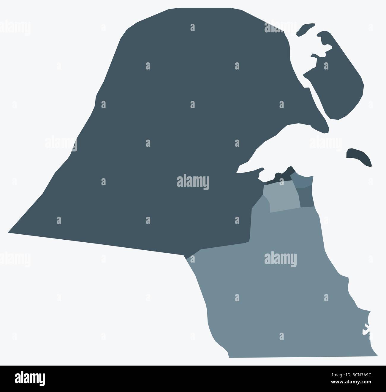 Map of Kuwait with regions. Just a simple country border map with ...