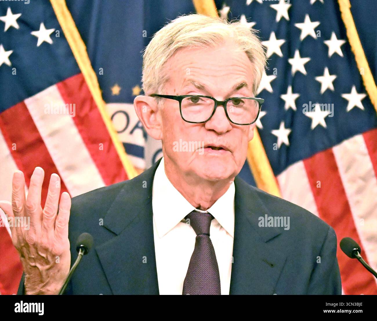 U.S. Federal Reserve Board (FRB) Chairman Jerome Powell holds a press conference after the FOMC ...