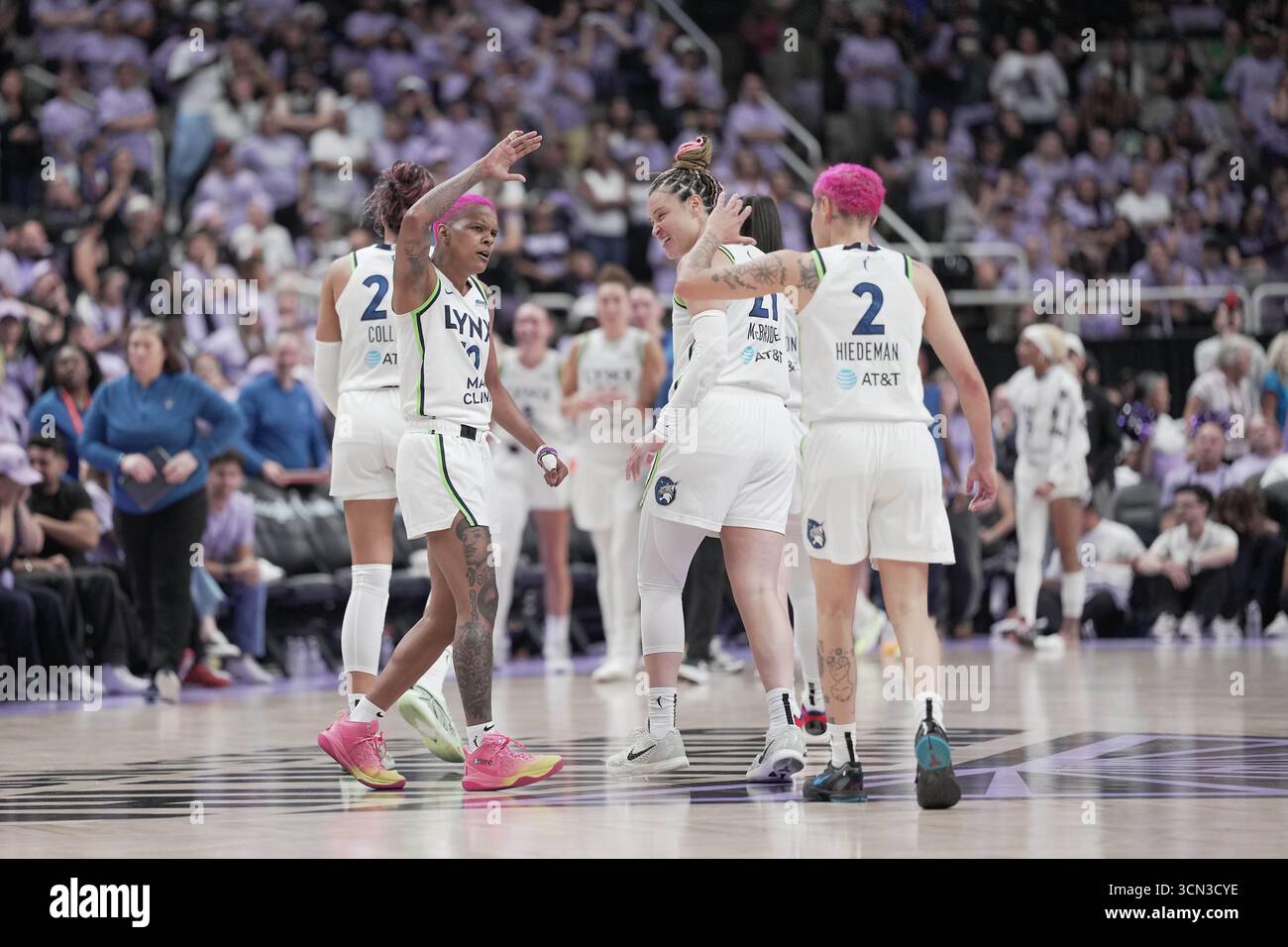 Minnesota Lynx guard Courtney Williams (10) and guard Natisha Hiedeman ...