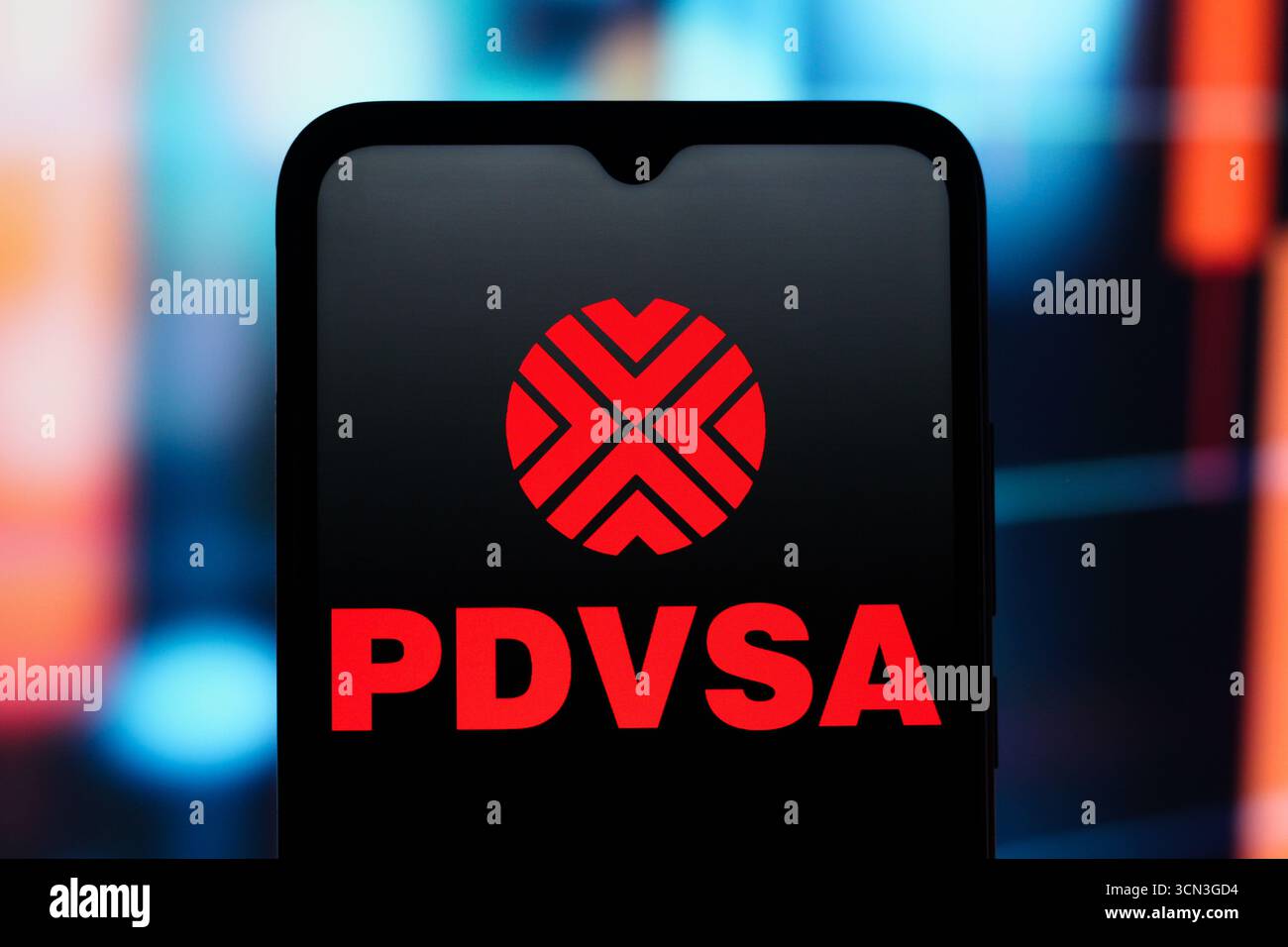 In this photo illustration, the PDVSA (Petroleos de Venezuela) logo is ...
