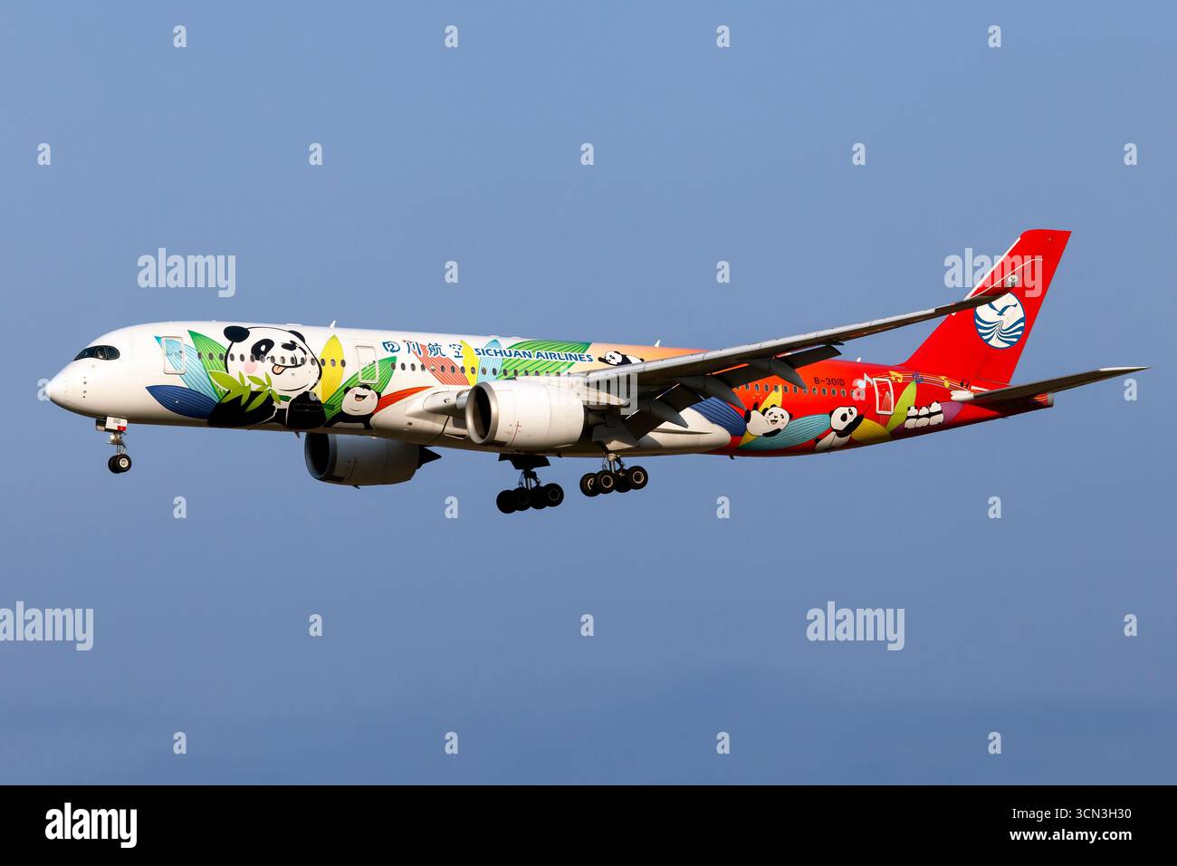 A Sichuan Airlines Airbus 350-900 sporting the "Panda Route" livery ...