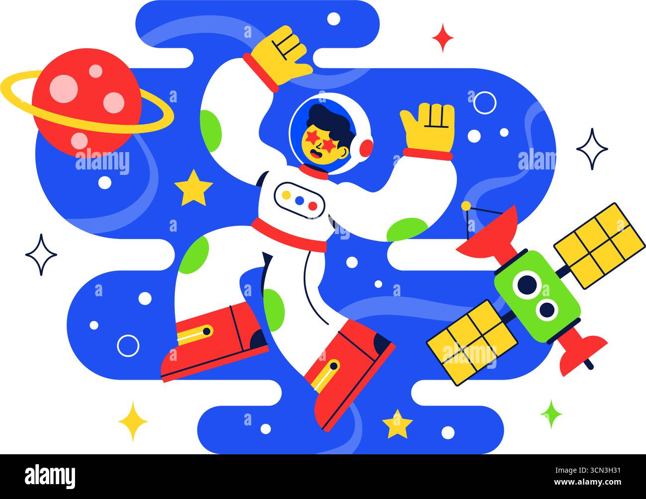 Space Tourism Illustration featuring Multinational Tourists Flying on a ...