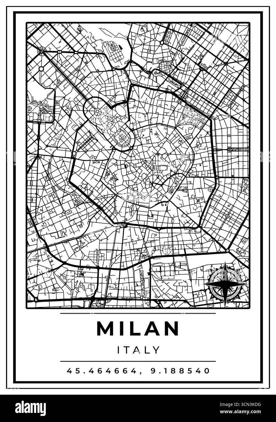 Vintage milan poster Black and White Stock Photos & Images - Alamy