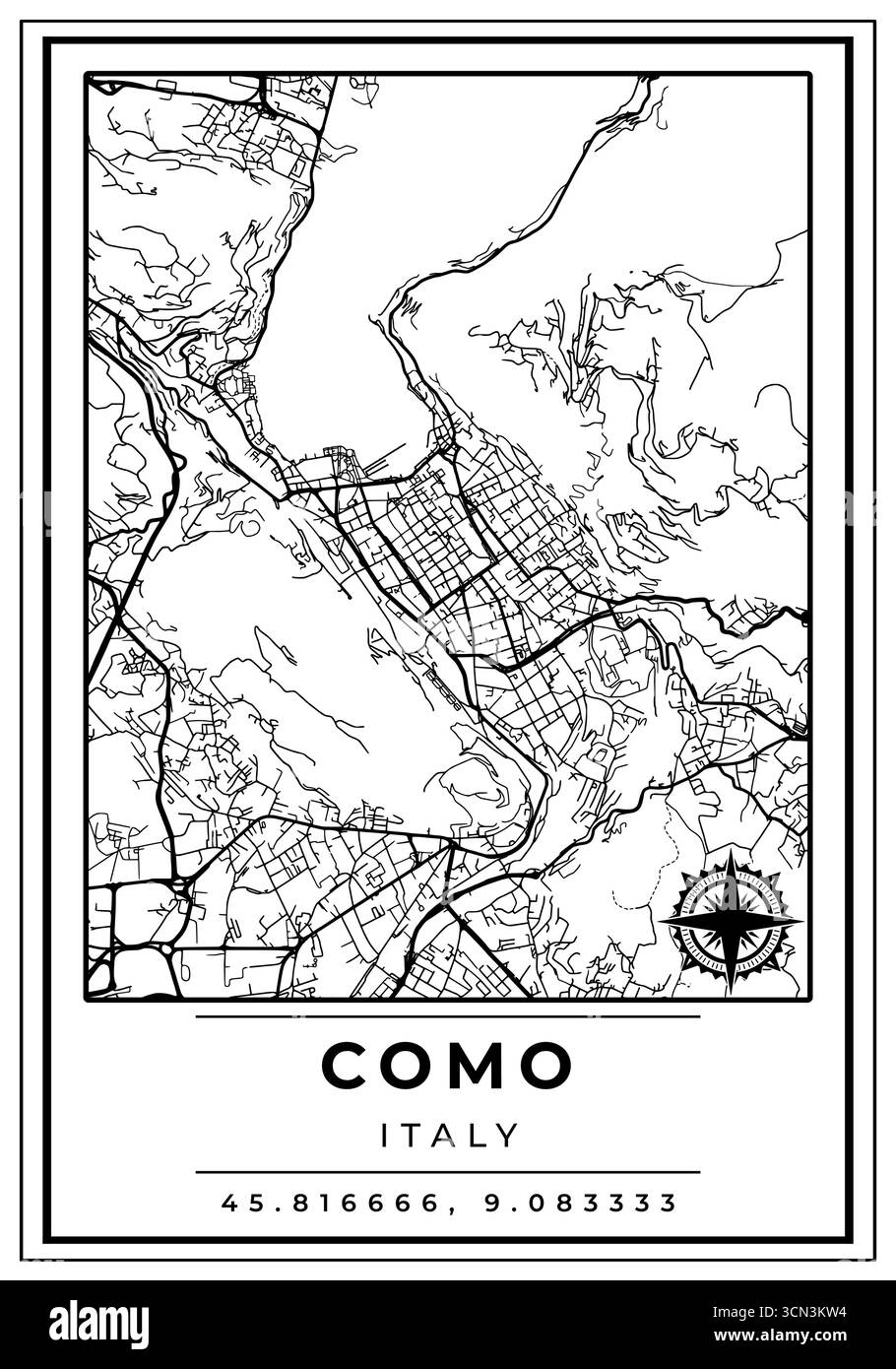 Vintage map of como italy Stock Vector Images - Alamy