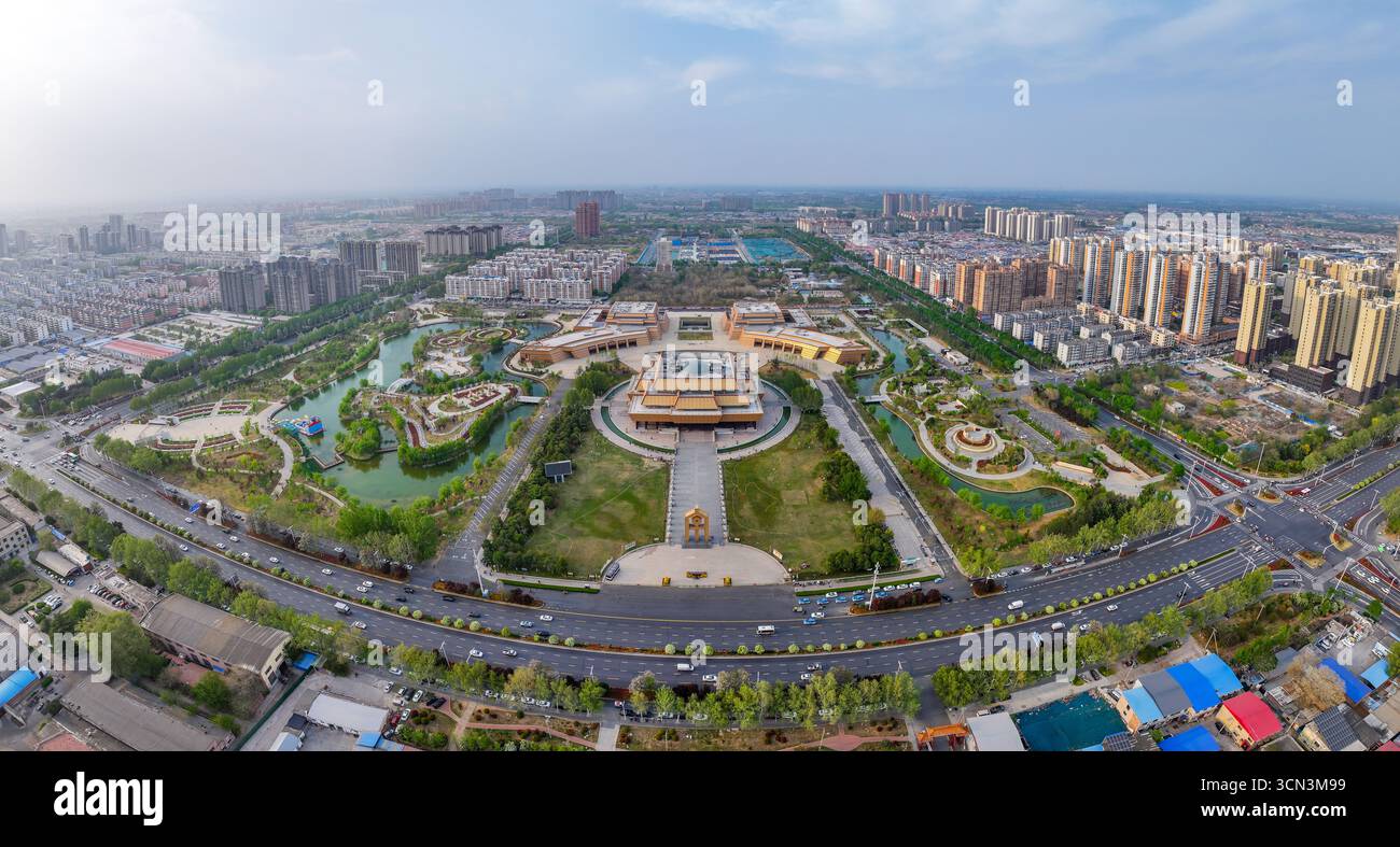 Aerial photography of the Chinese Character Museum in Anyang City ...