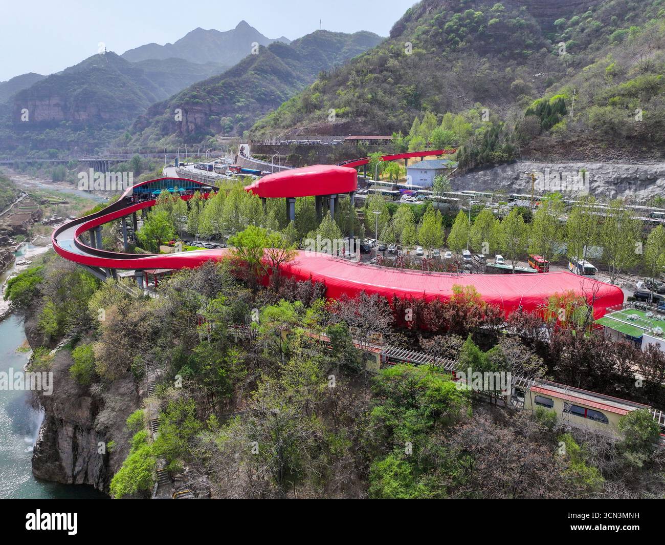 Aerial photography of Qingnian Cave in Hongqi Canal, Linzhou, Anyang ...