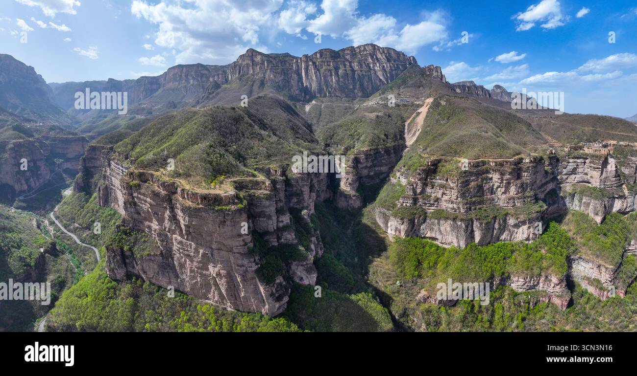 Aerial photography of Taihang Grand Canyon in Linzhou, Anyang City ...