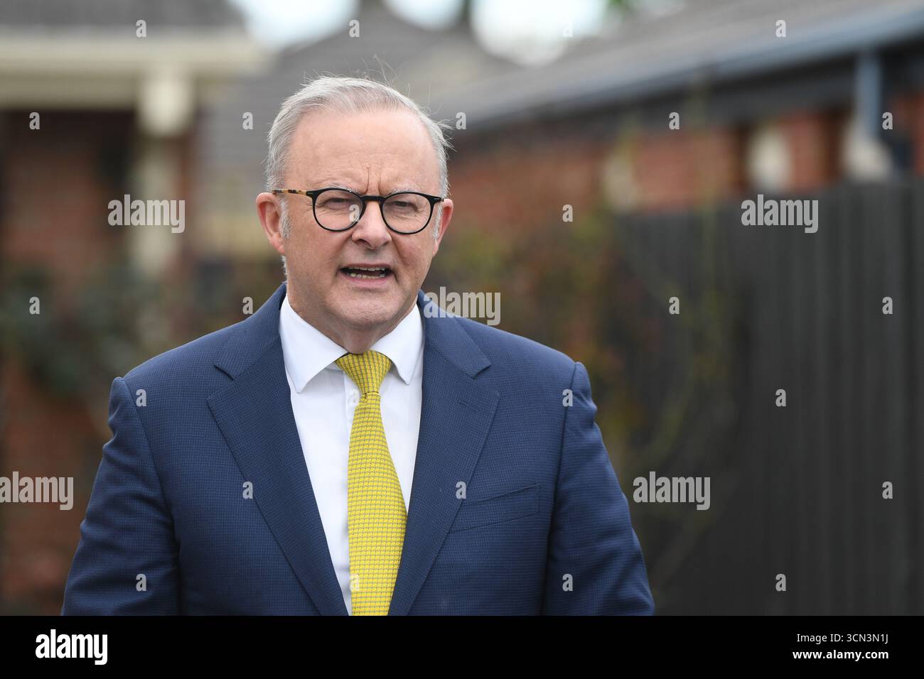 Prime Minister Anthony Albanese speaks to media during a press ...