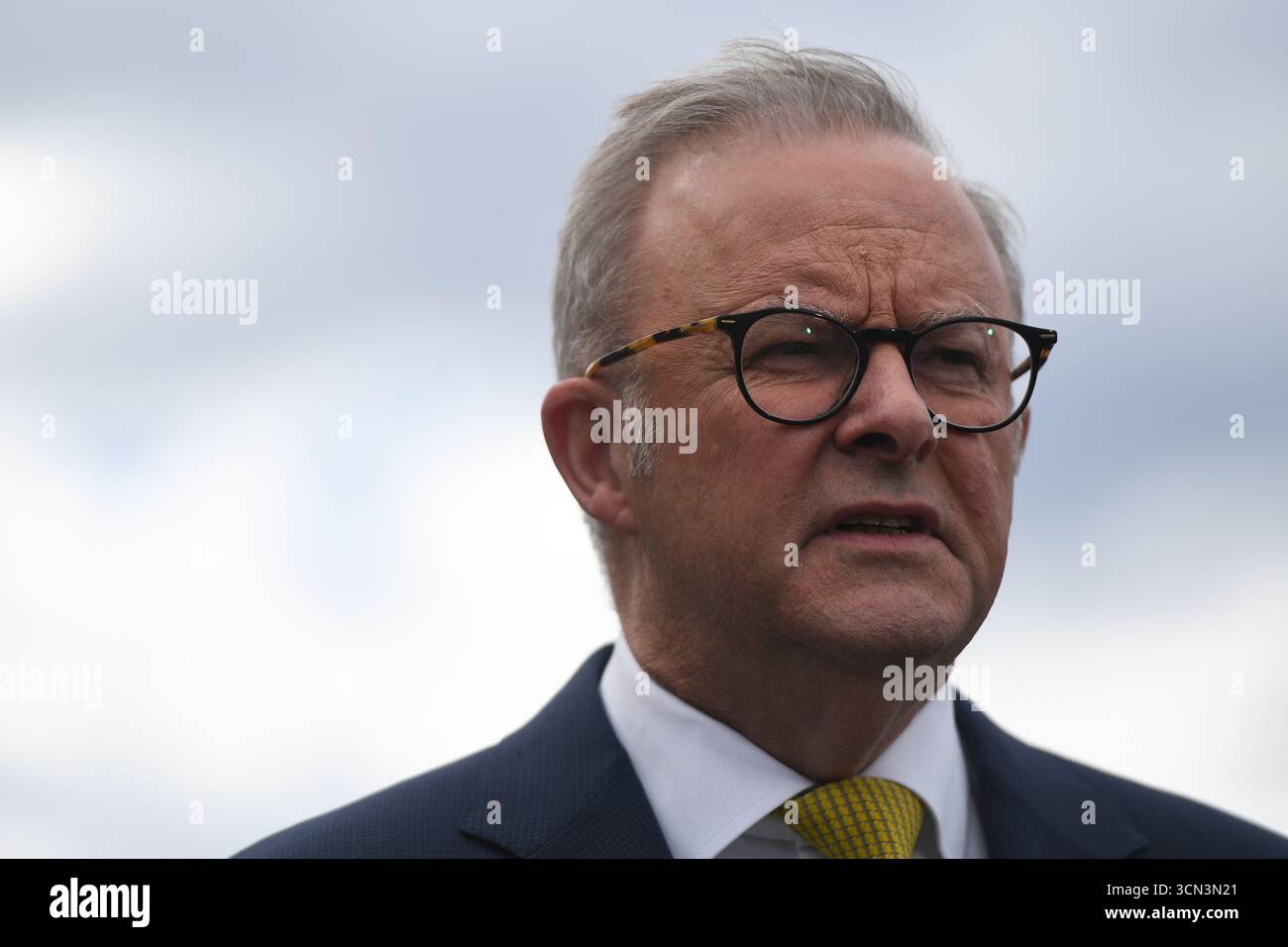 Prime Minister Anthony Albanese speaks to media during a press ...